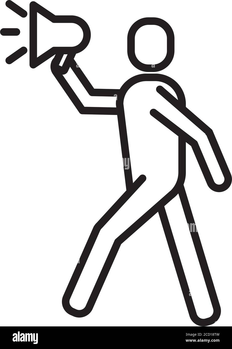 man protesting with megaphone line style icon vector illustration ...