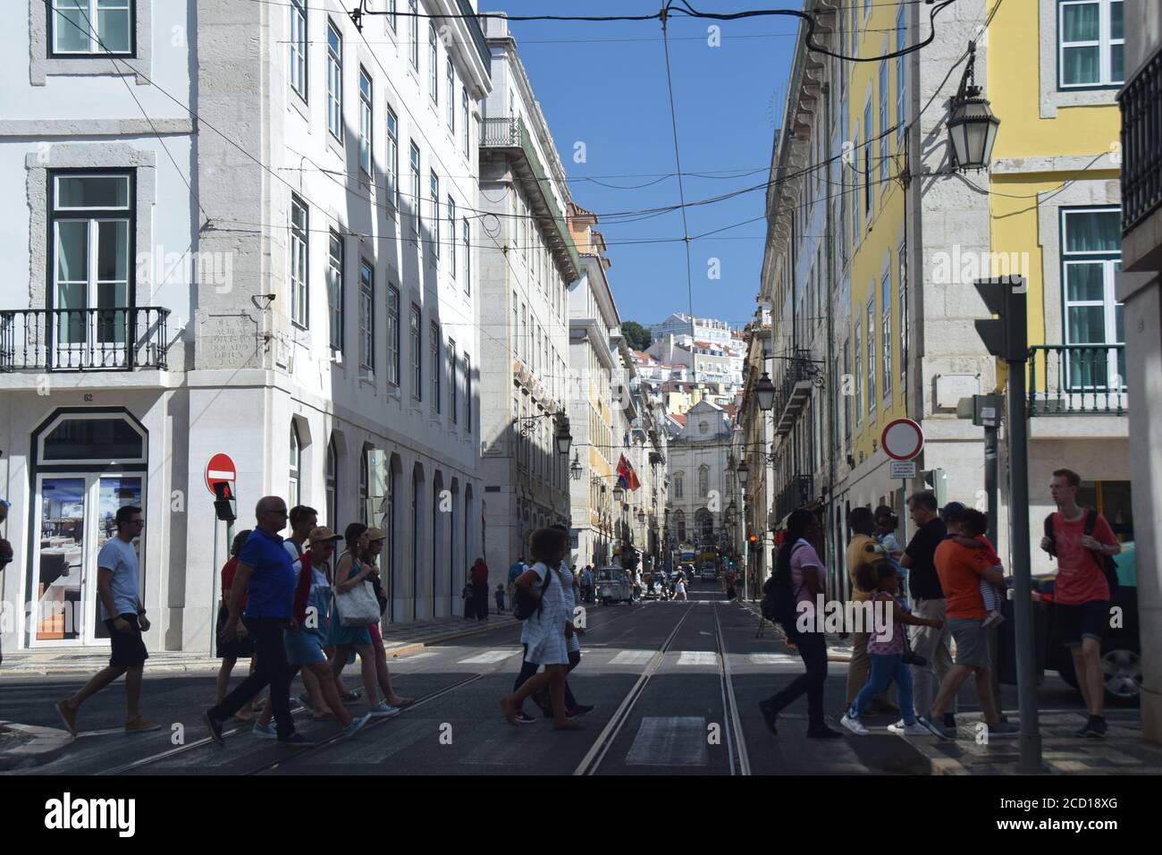 downtown Lisbon capital of Portugal historical buildings old Portuguese ...