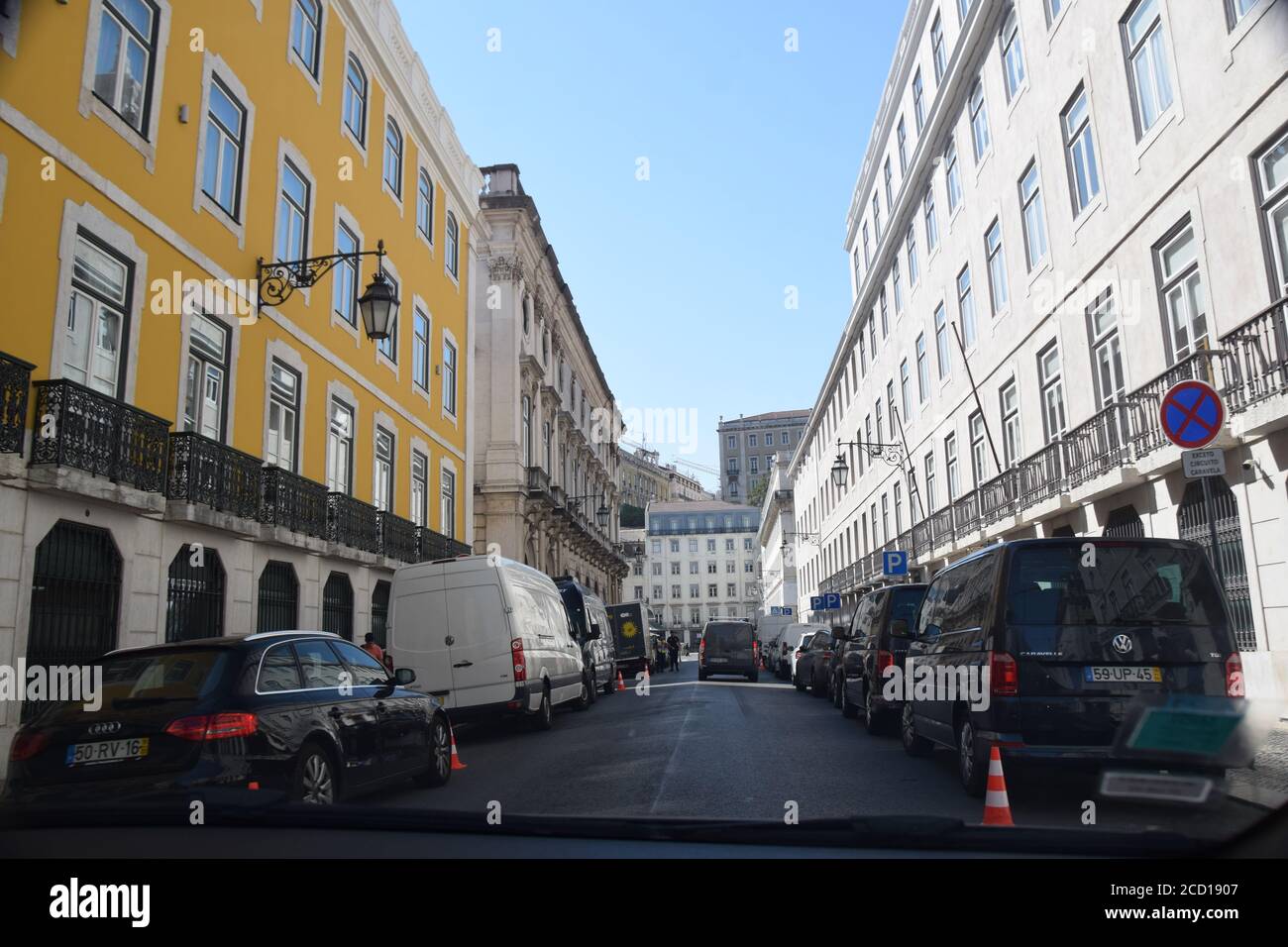 downtown Lisbon capital of Portugal historical buildings old Portuguese ...