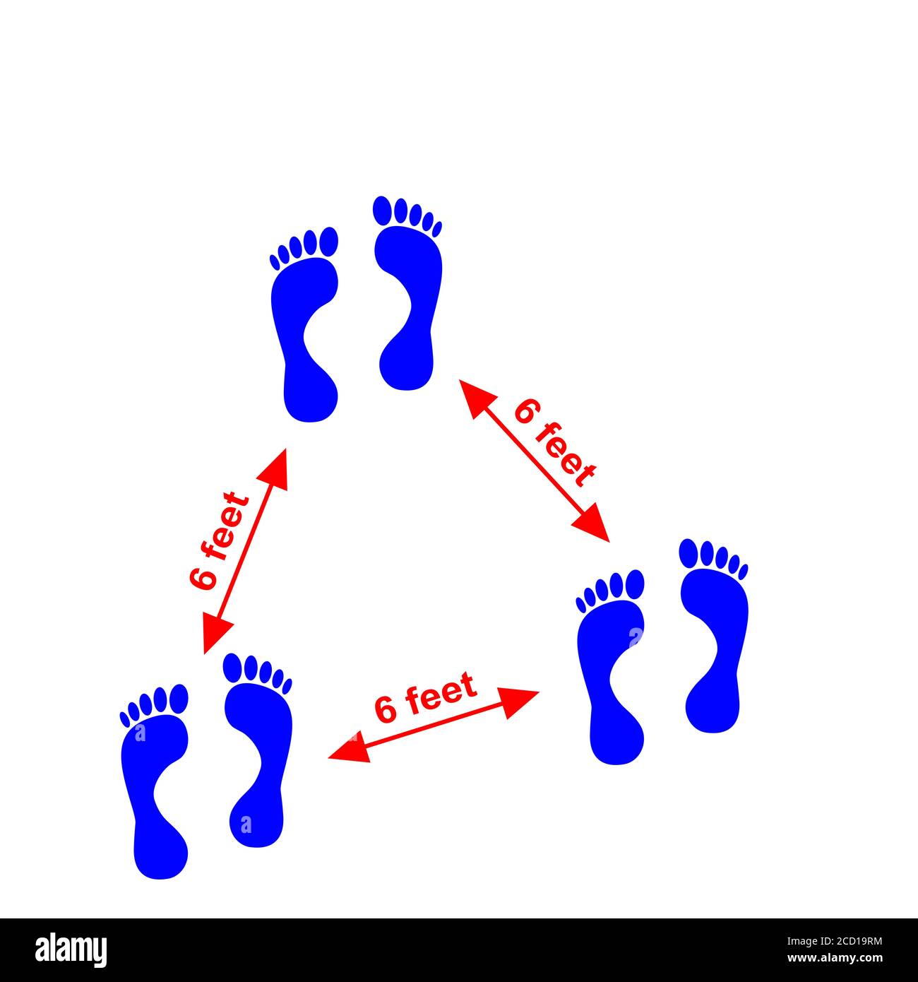 Keep your distance, footprints in one illustration Stock Photo - Alamy