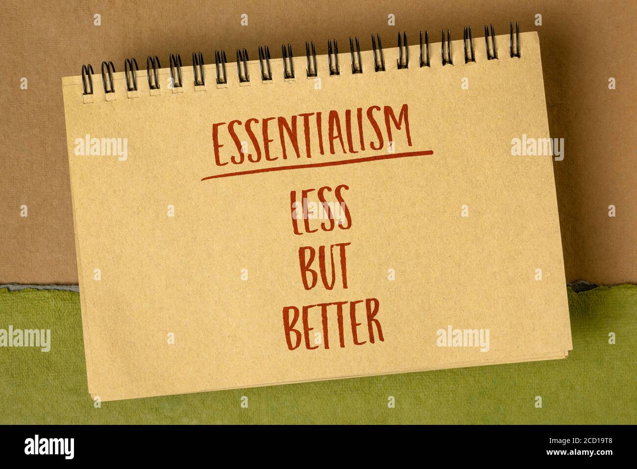 less but better - essentialism concept, handwriting in a spiral art ...