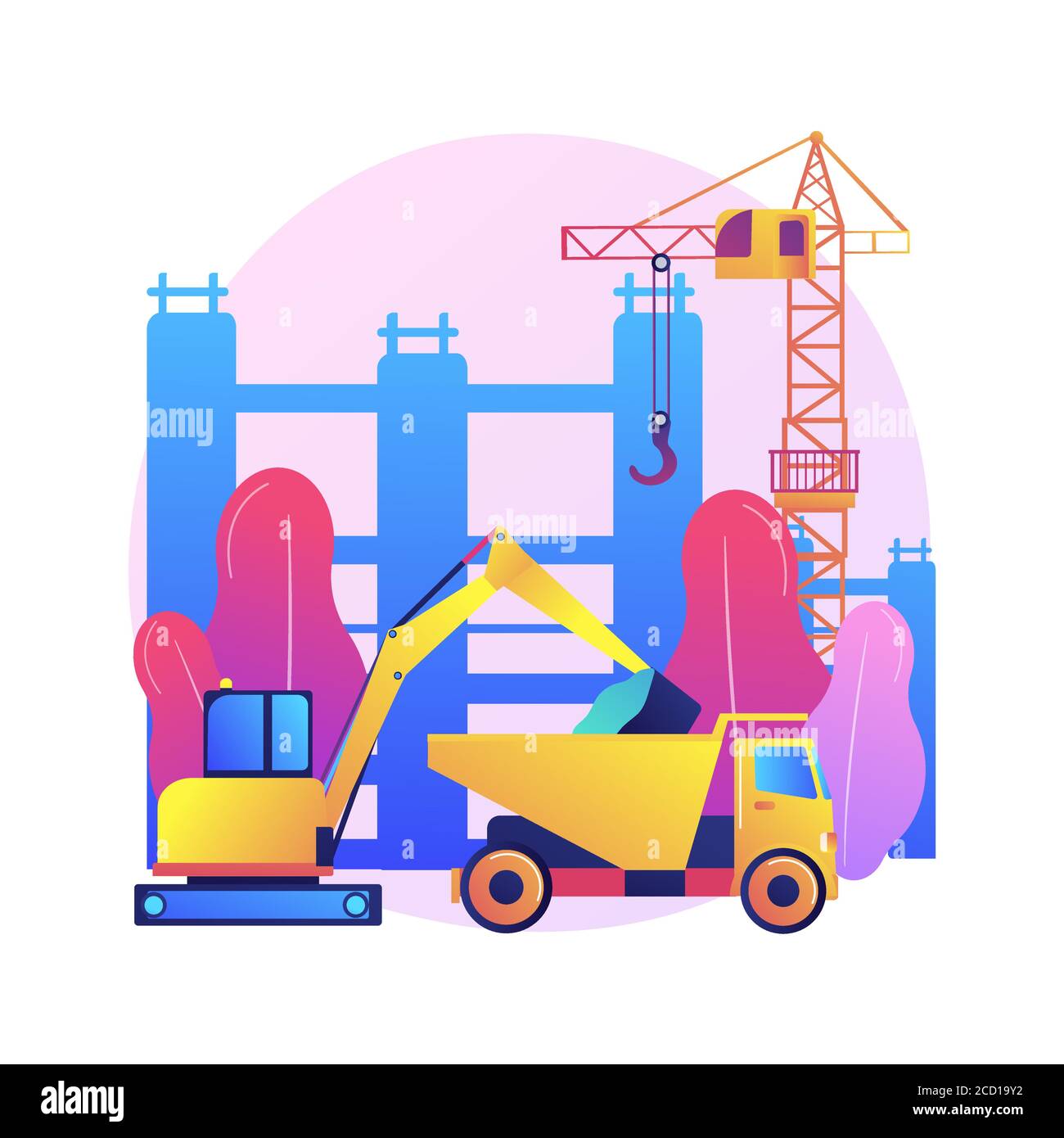 Modern construction machinery abstract concept vector illustration ...