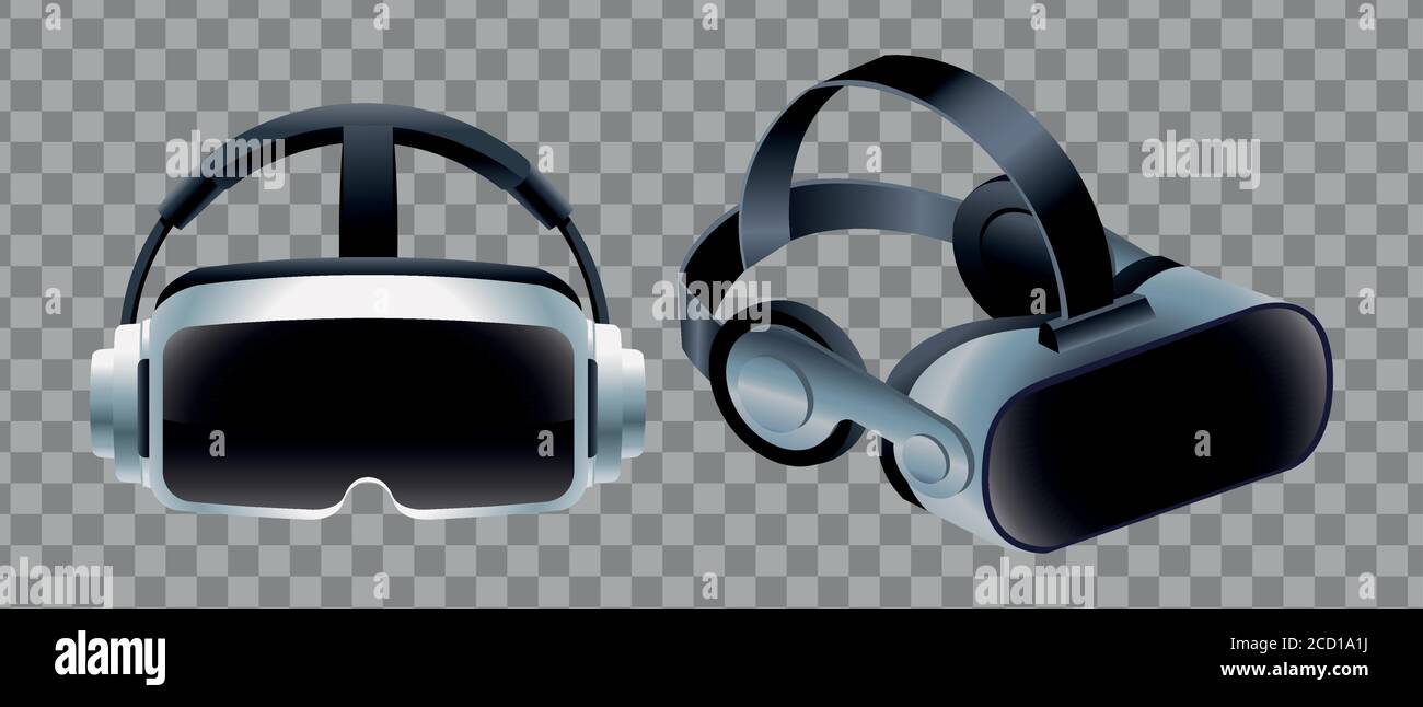 two virtual reality masks accessories with checkered background vector ...