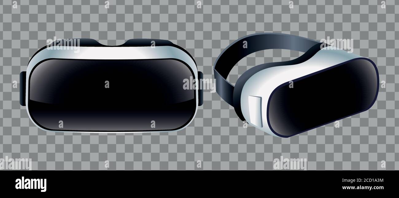 two virtual reality masks accessories with checkered background vector ...