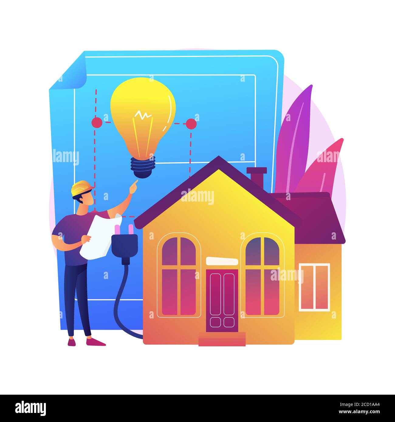 Residential electrical construction abstract concept vector ...