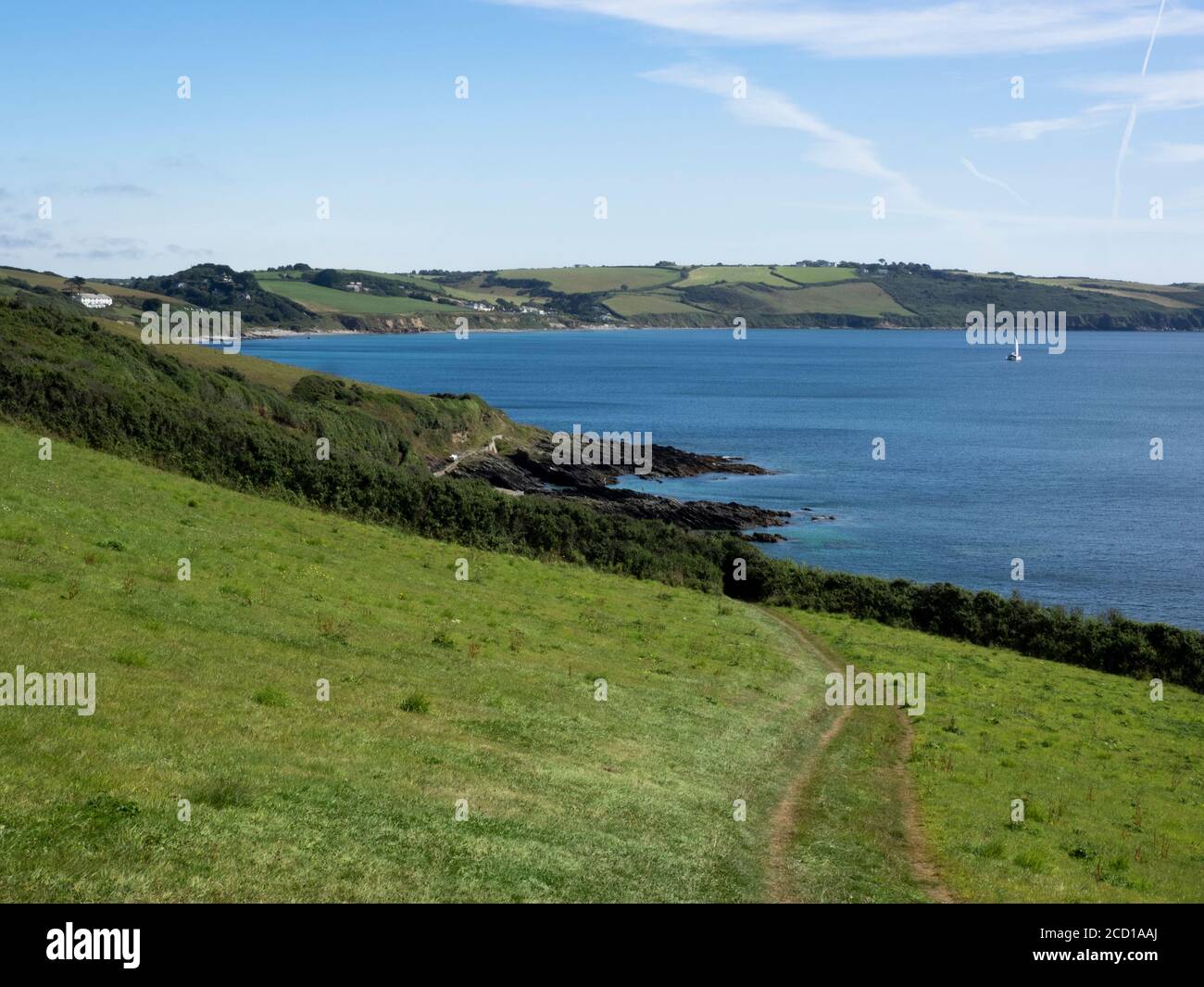 South West coast path around Gerrans Bay, The Roseland, Peninsula ...