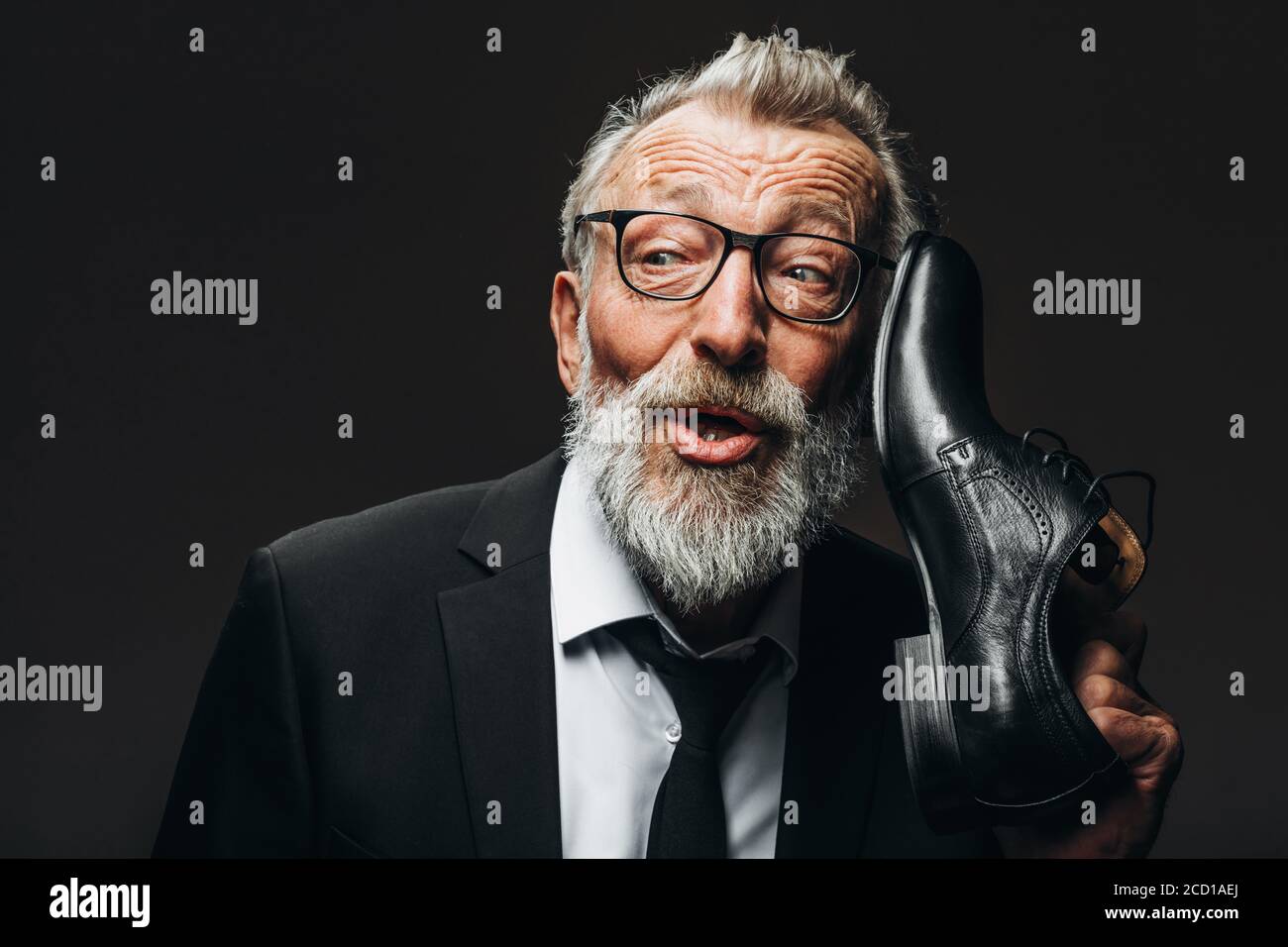 Happy transformation of a poor homeless old tramp into a well-dressed ...