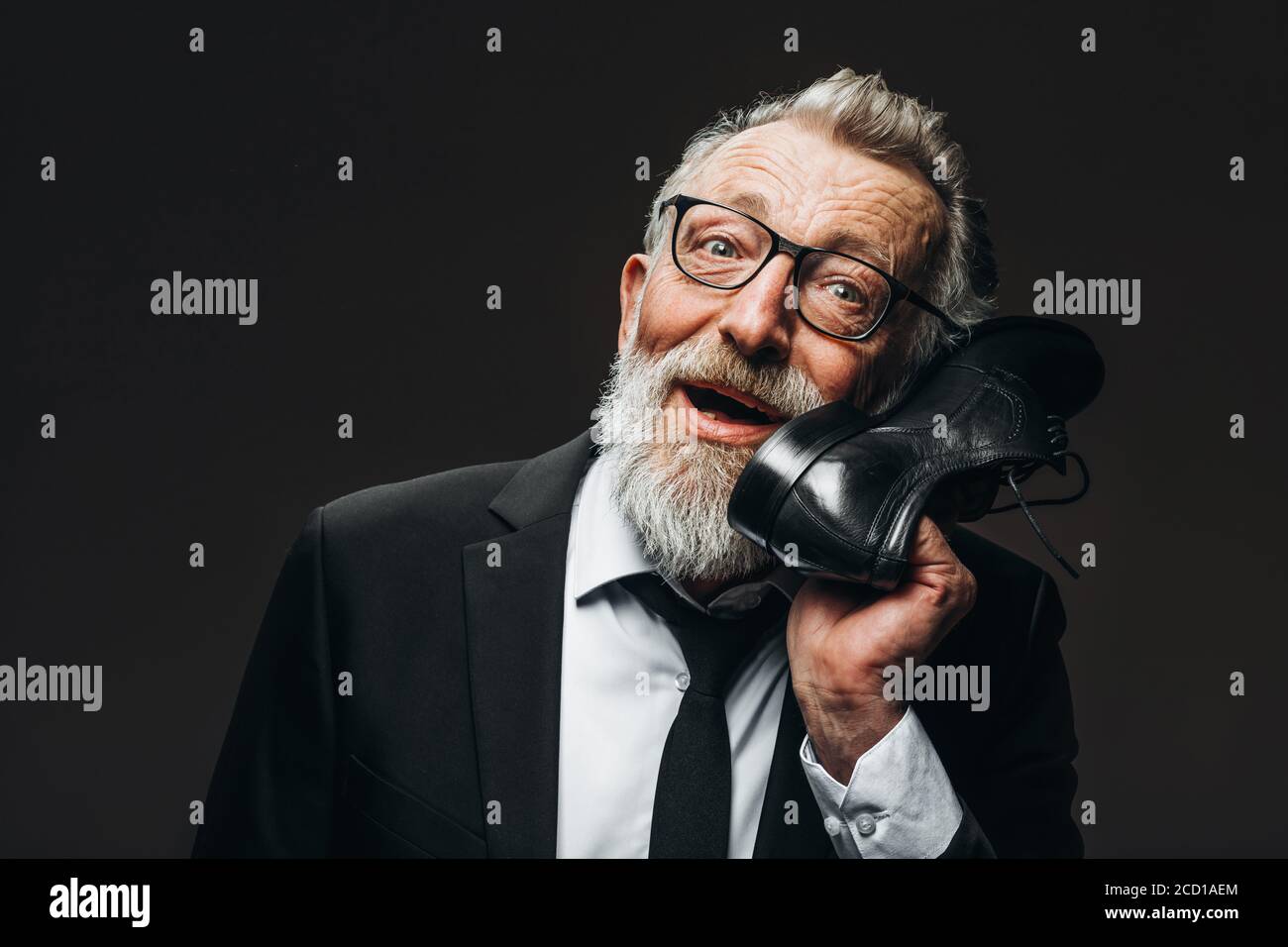 Happy transformation of a poor homeless old tramp into a well-dressed ...