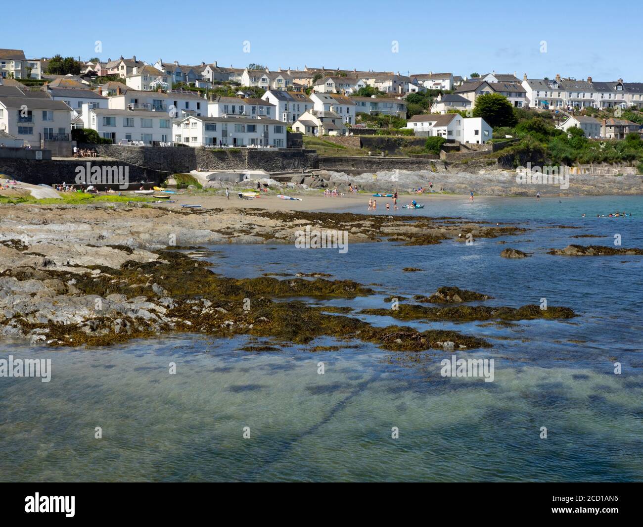 Portscatho village and beach The Roseland Peninsula, Cornwall, UK Stock ...