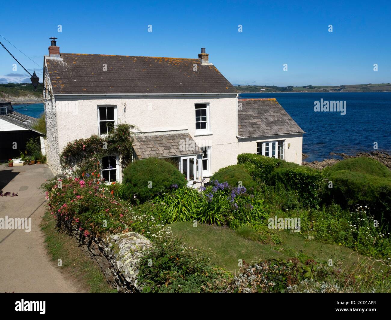 Cornish house beside the sea, Portscatho, Cornwall, UK Stock Photo - Alamy
