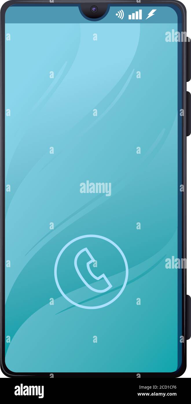realistic smartphone mockup with call on display, in white background ...