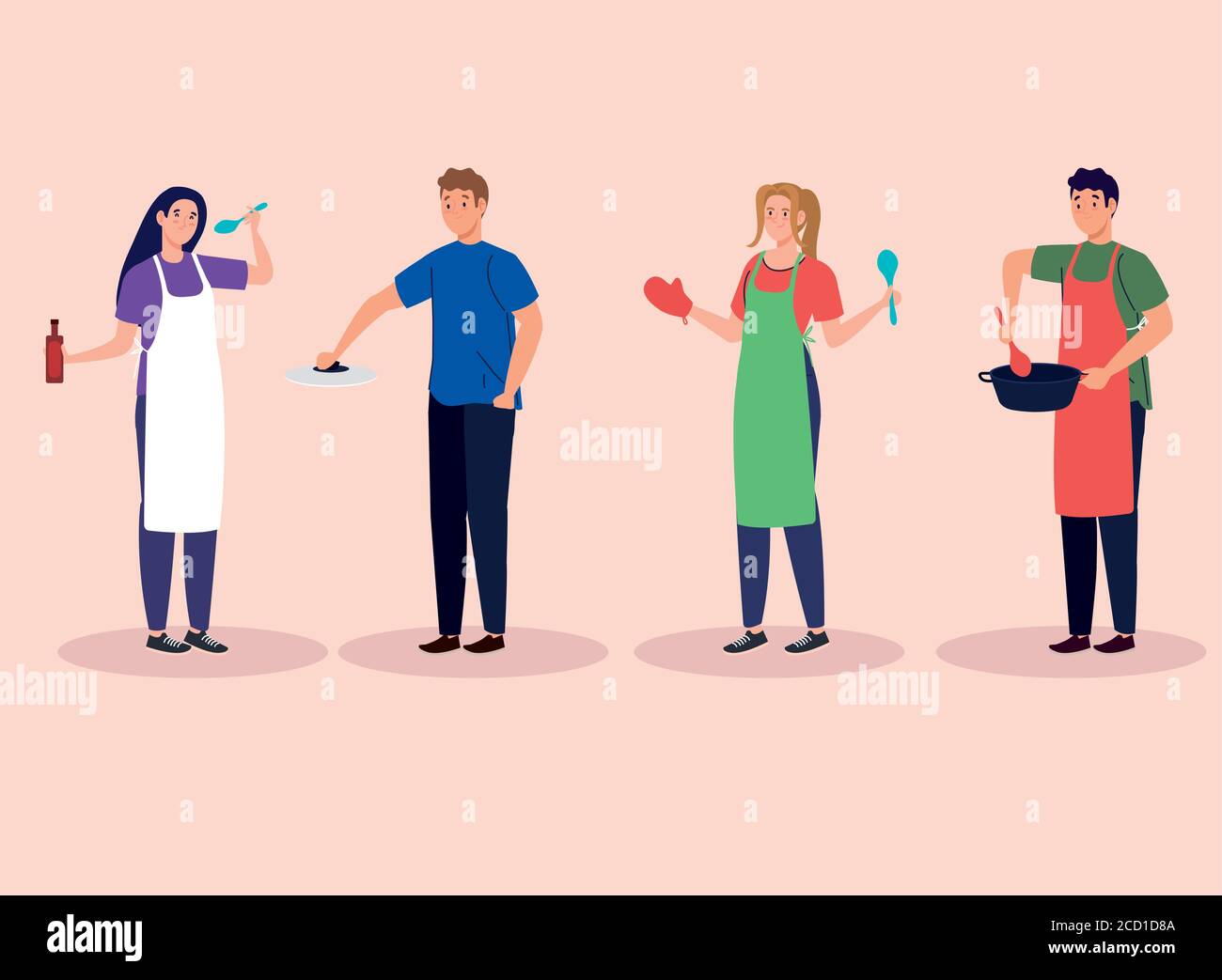 group of young people cooking, avatar characters Stock Vector Image ...