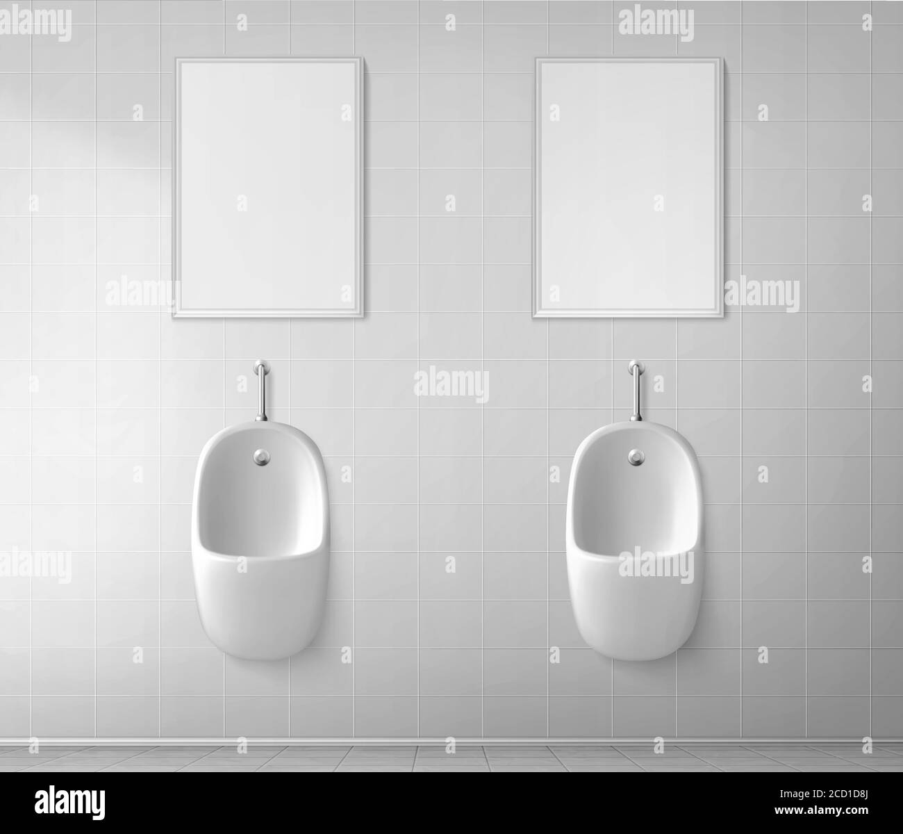 White ceramic urinal in male toilet. Vector realistic interior of ...