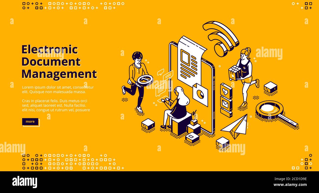 Electronic document management banner. Online documents storage ...