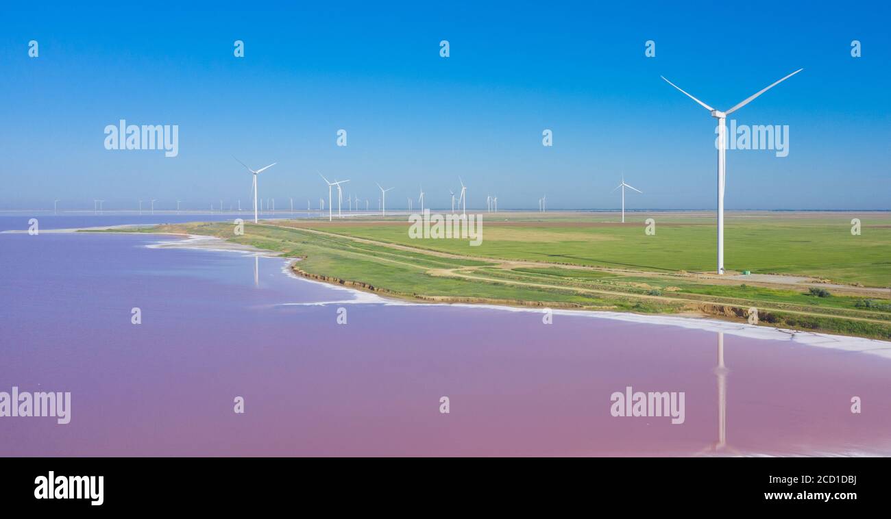 Wind farm on shores pink hi-res stock photography and images - Alamy
