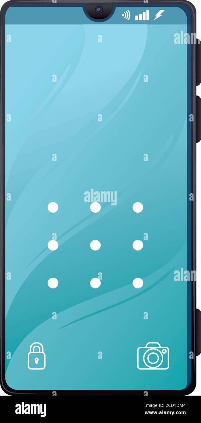 realistic smartphone mockup with lock pattern, in white background ...