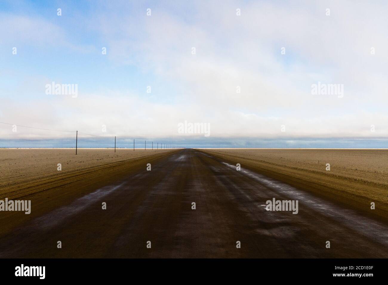 A salt road in Skeleton Coast, Namibia, an extremely arid area, with ...
