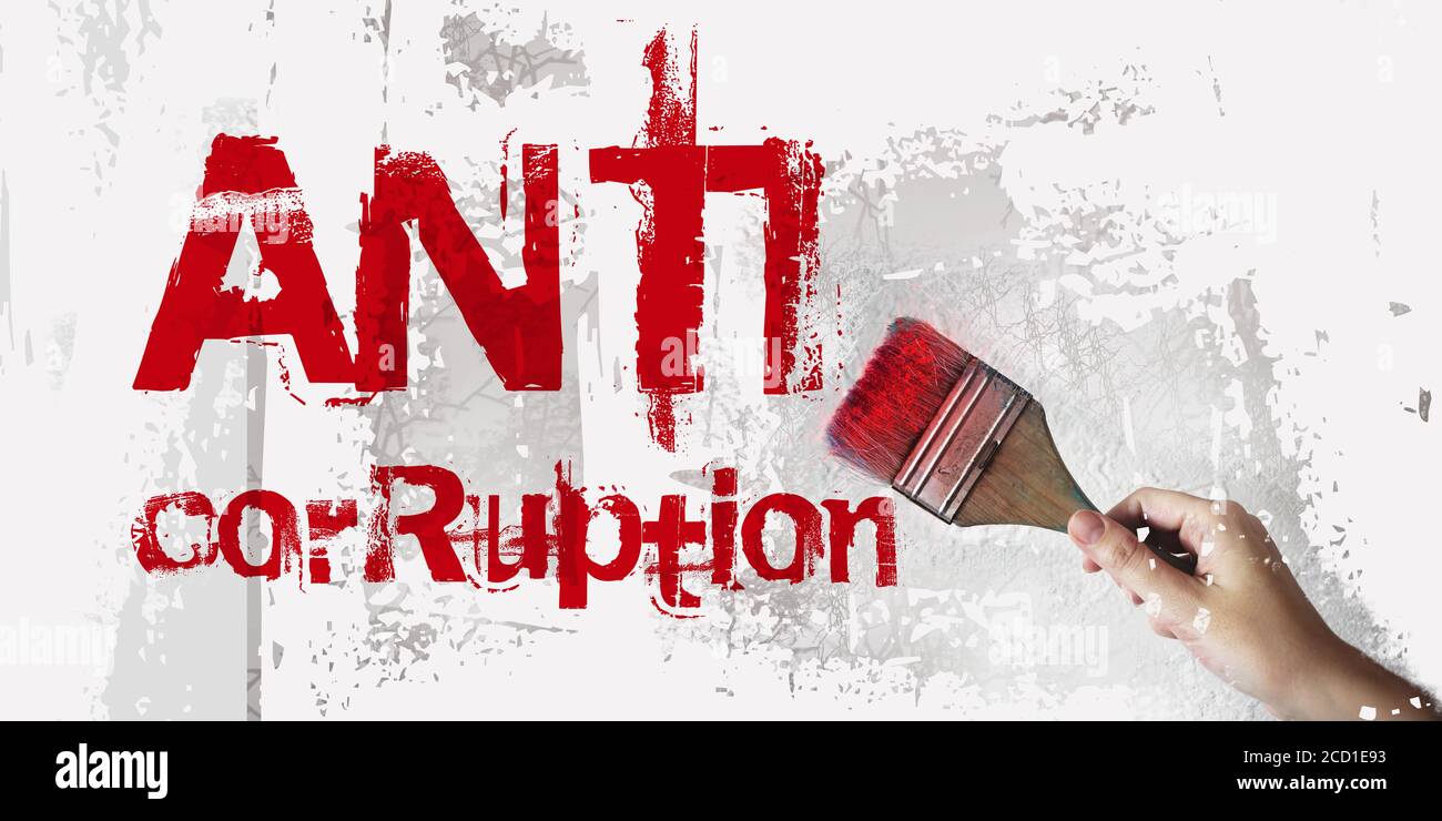 ANTI CORRUPTION Hand drawing words with paintbrush. Clear Business ...
