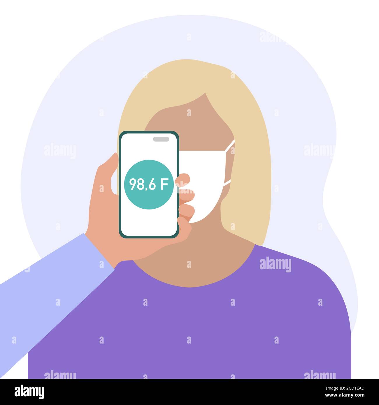Vector illustration Phone placed on forehead of person remotely ...