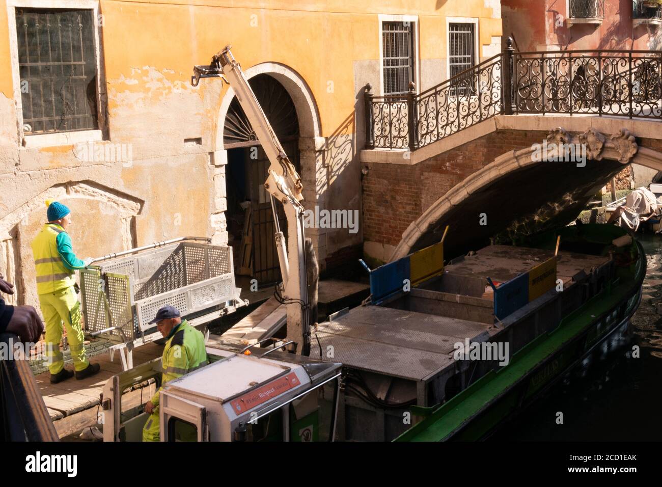Bin men working in Venice Stock Photo - Alamy