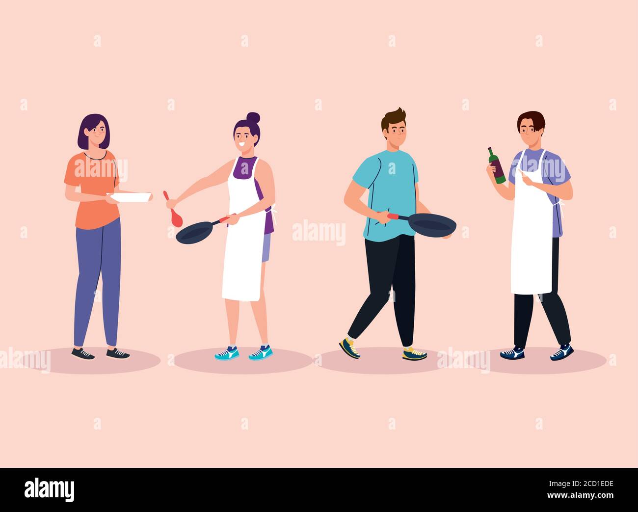 group of young people cooking Stock Vector Image & Art - Alamy