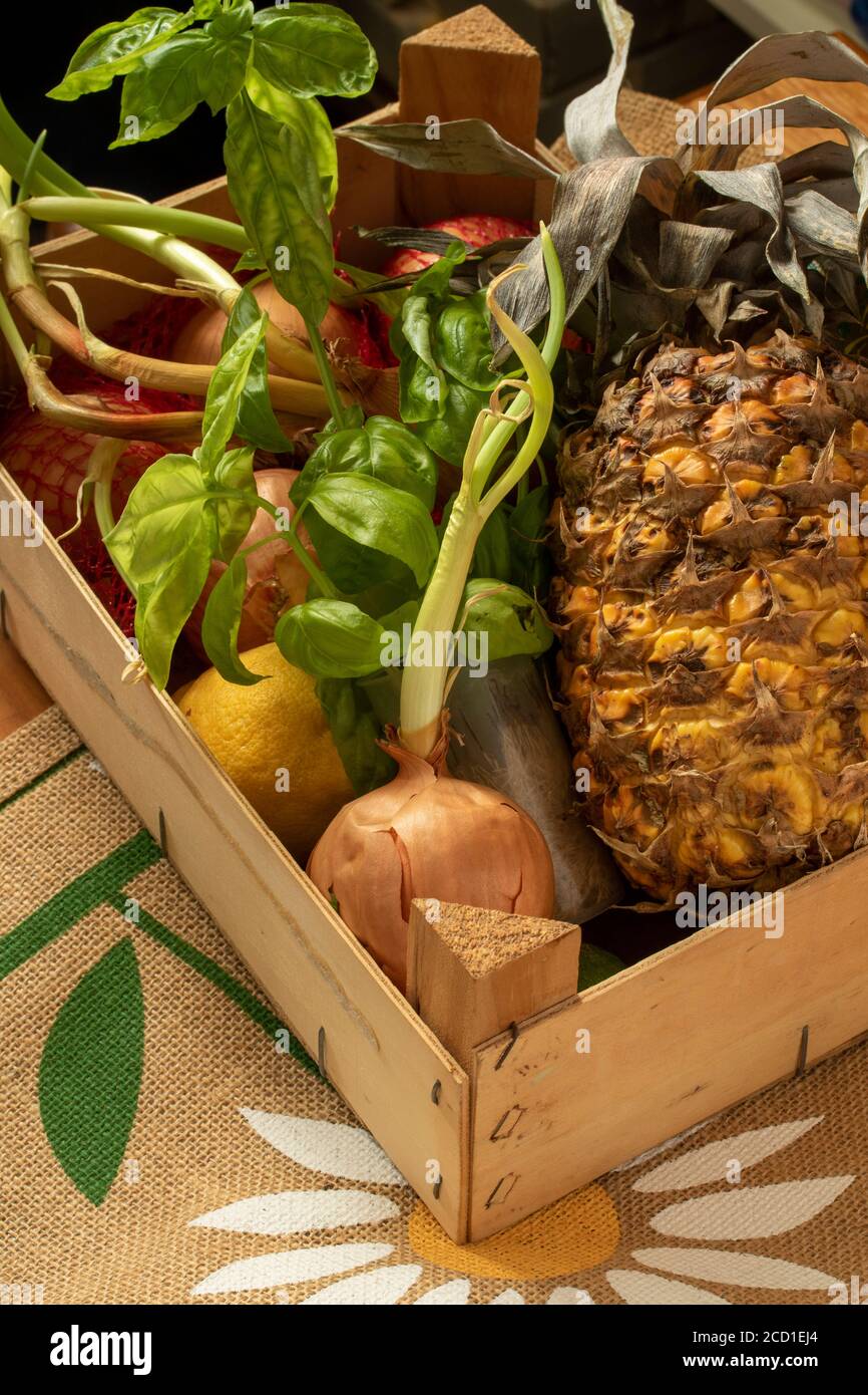 Food ingredients still-life with pineapple Stock Photo - Alamy
