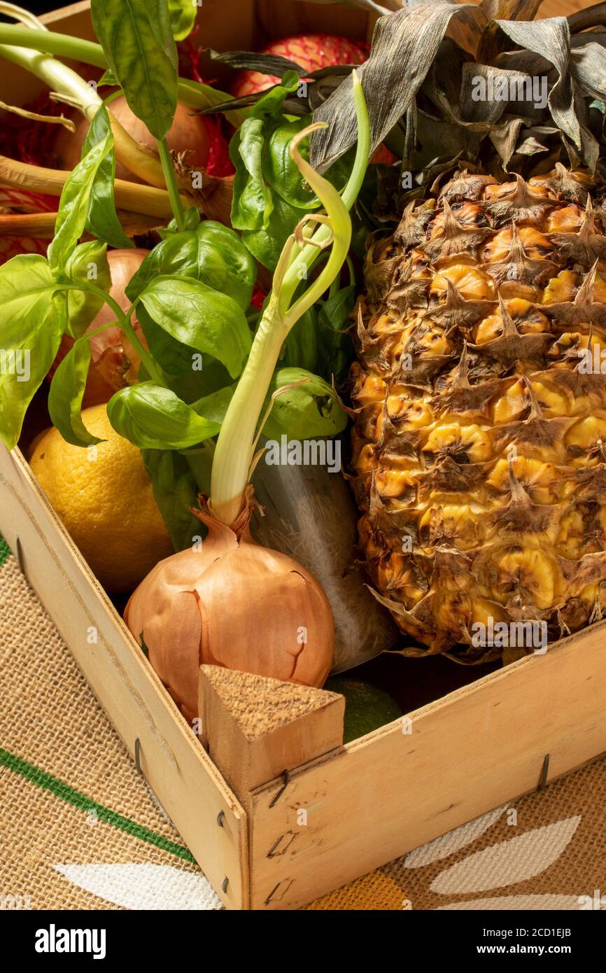 Food ingredients still-life with pineapple Stock Photo - Alamy