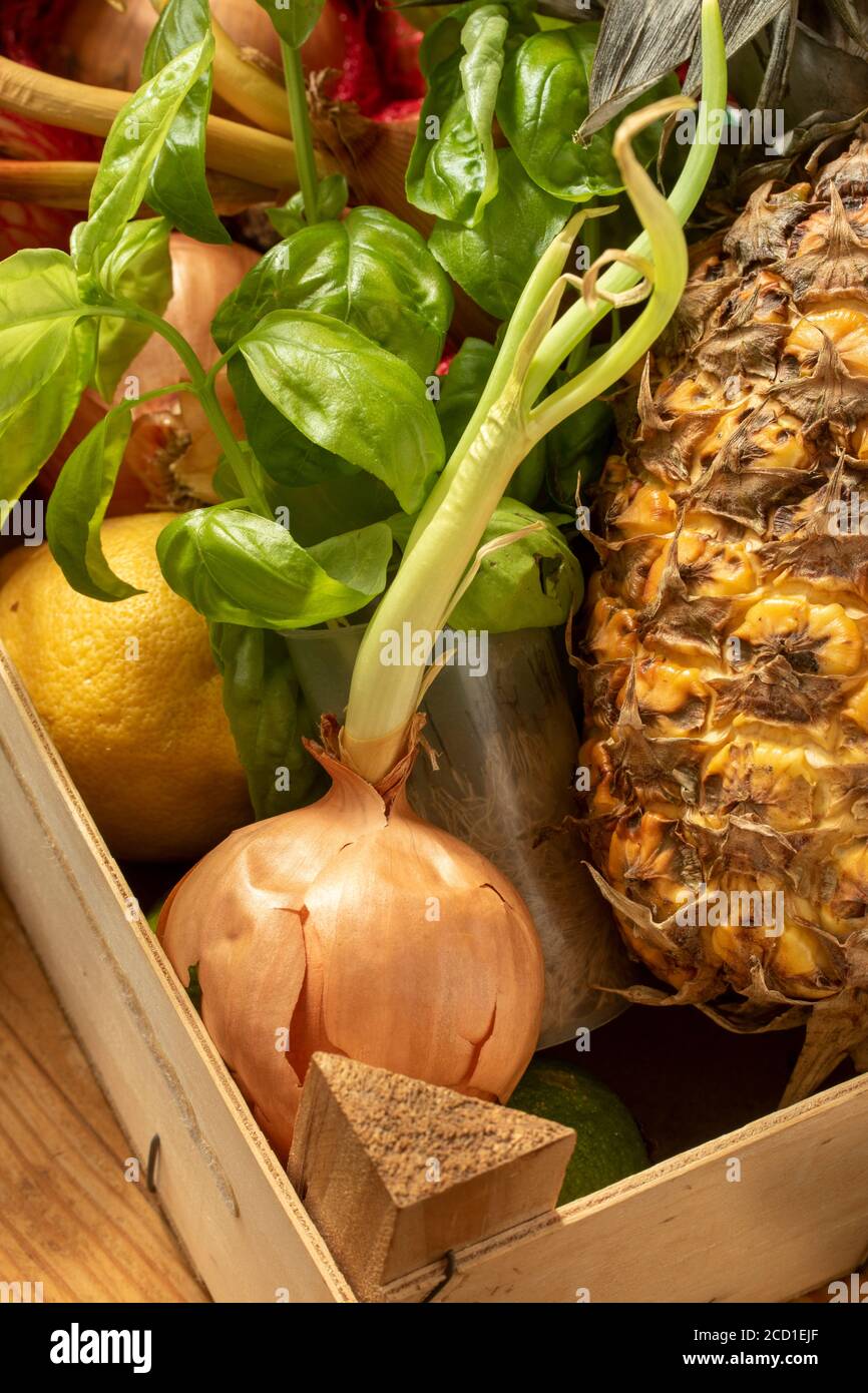 Food ingredients still-life with pineapple Stock Photo - Alamy