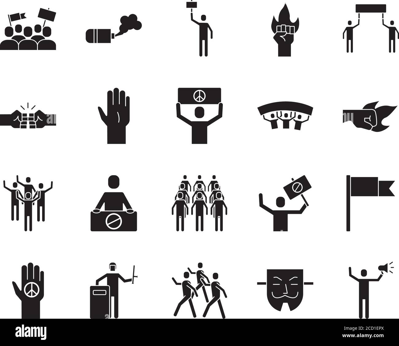 Crowd protest placard walking holding Black and White Stock Photos ...