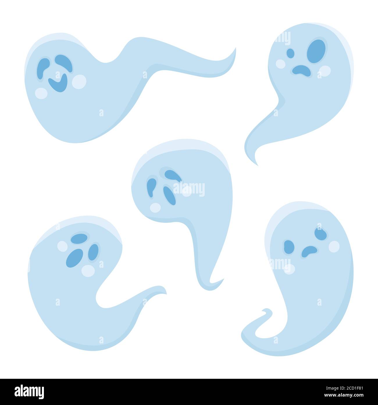 Cartoon cute halloween ghosts set. Vector illustration Stock Vector ...