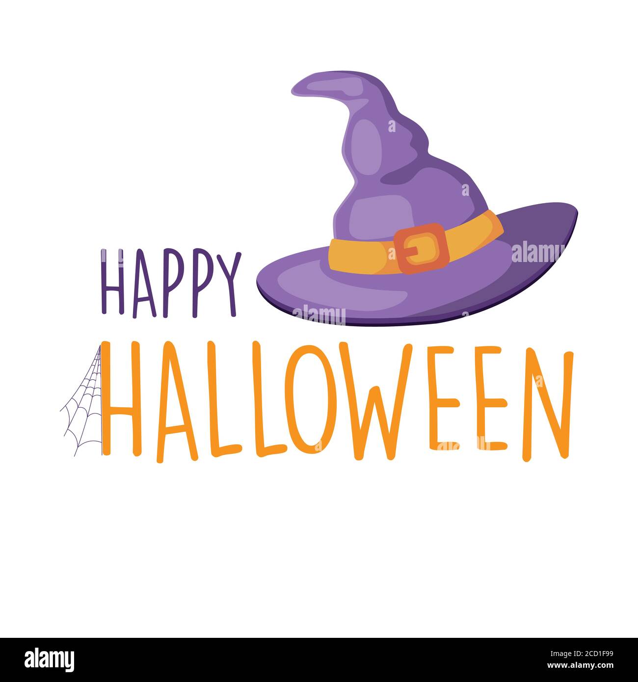 Happy Halloween purple witch hat, vector illustration background Stock ...