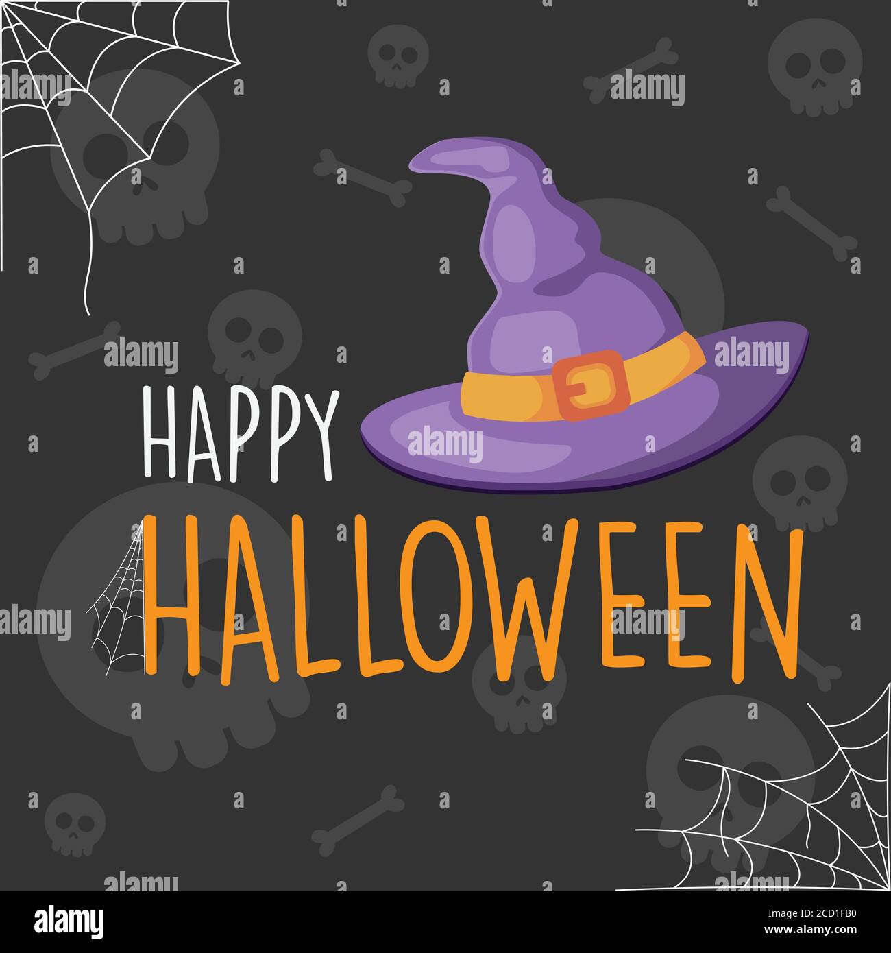 Happy Halloween purple witch hat cartoon background, vector ...