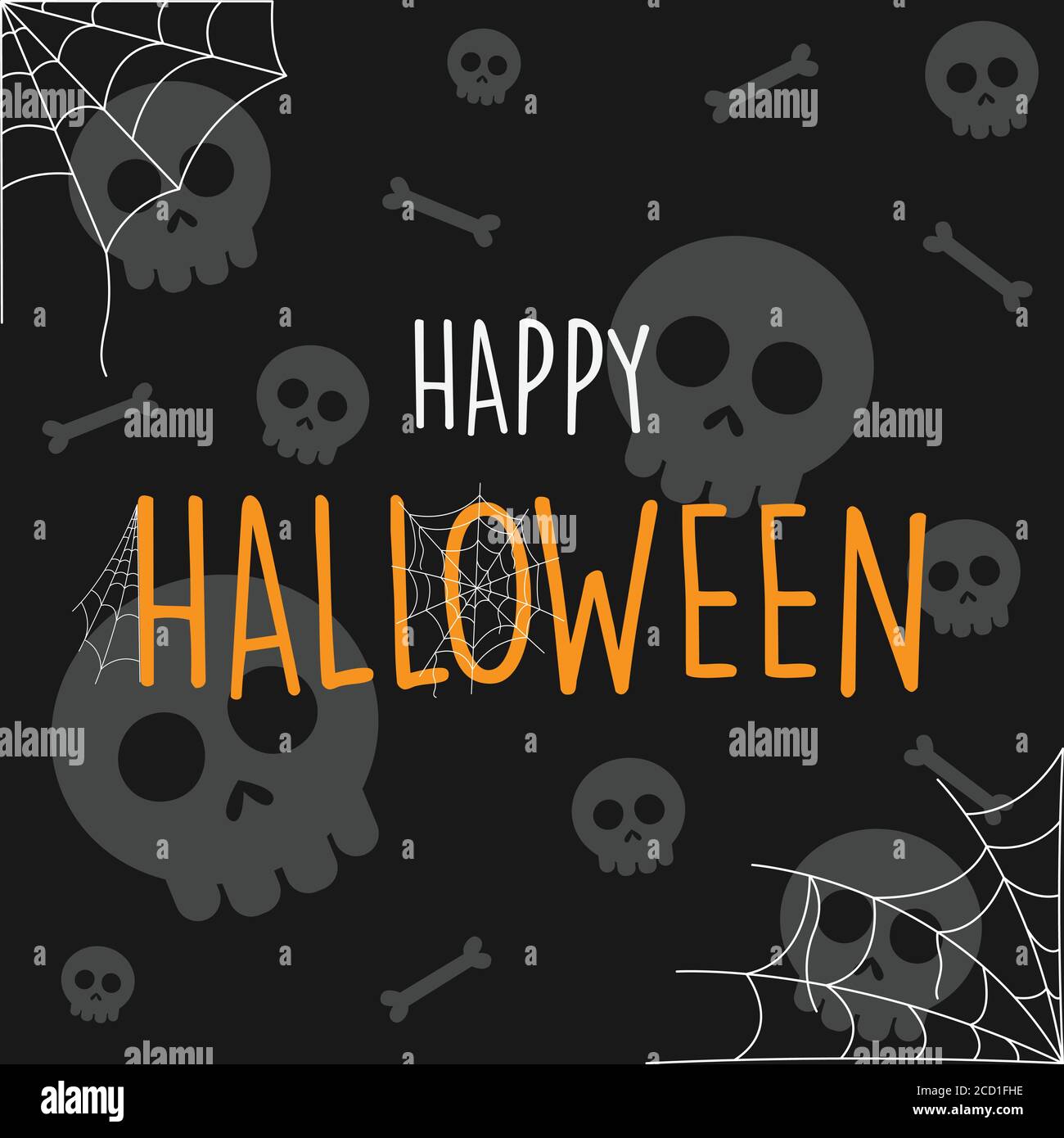 Happy Halloween cartoon skeletons background, vector illustration Stock ...