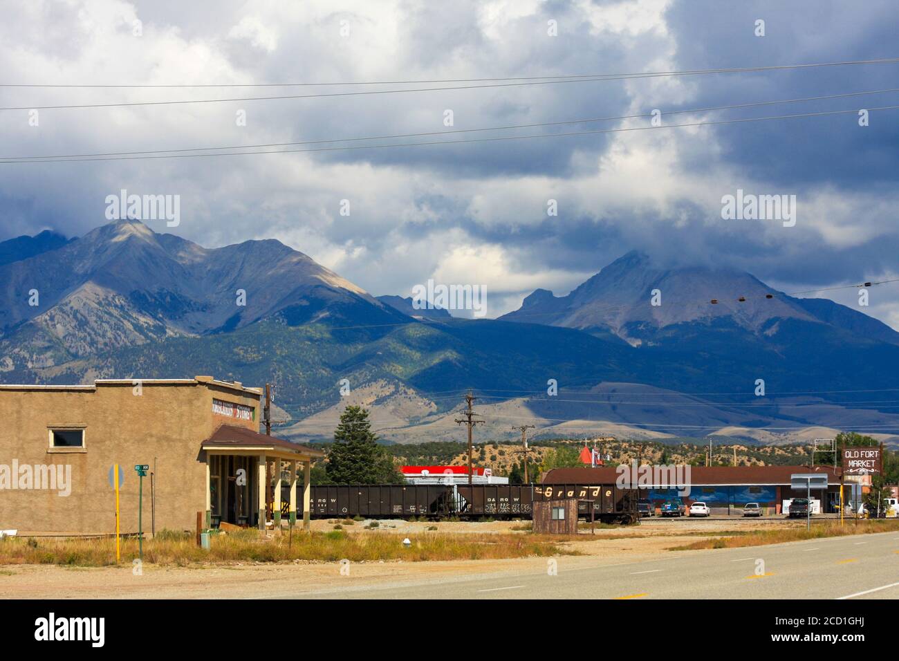 Old Fort Market and "Hoaglands" roadside store with Rio Grande railway ...