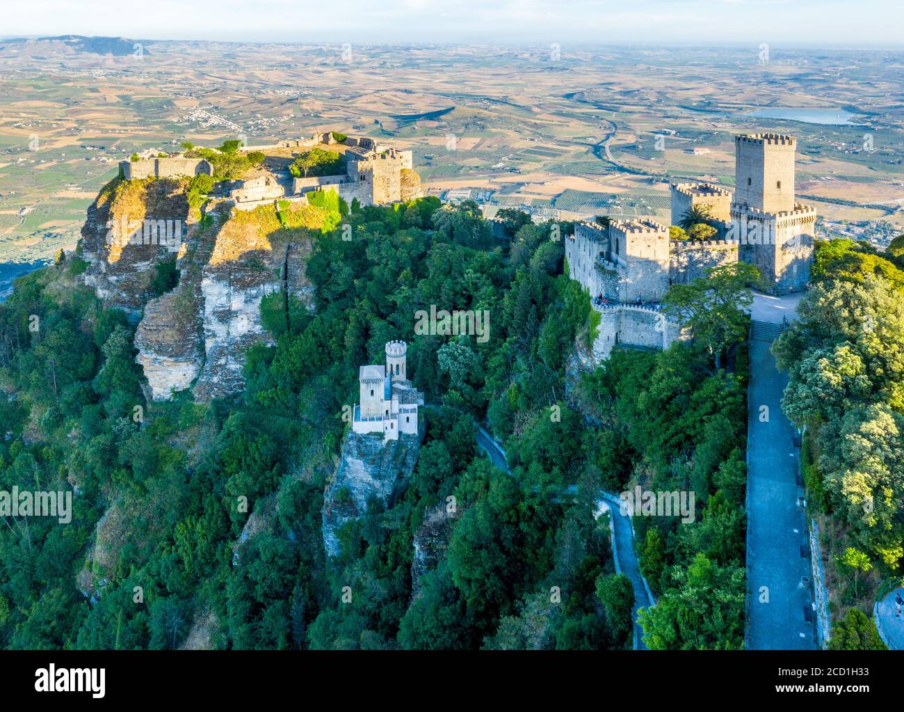 Aerial shot of Castello di Venere in Erice, Sicily Stock Photo - Alamy