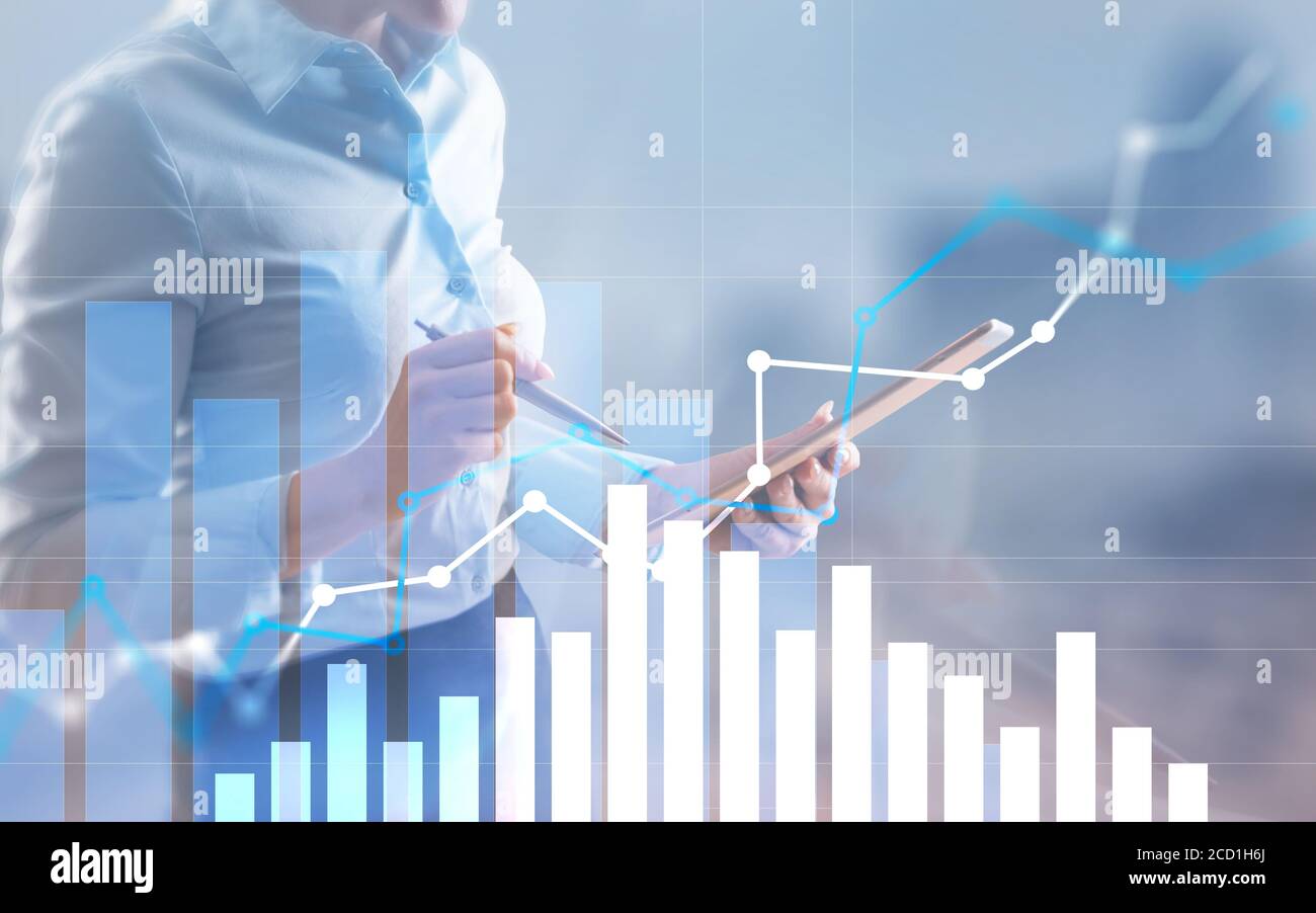 Businessman drawing graph with marker on media screen Stock Photo - Alamy