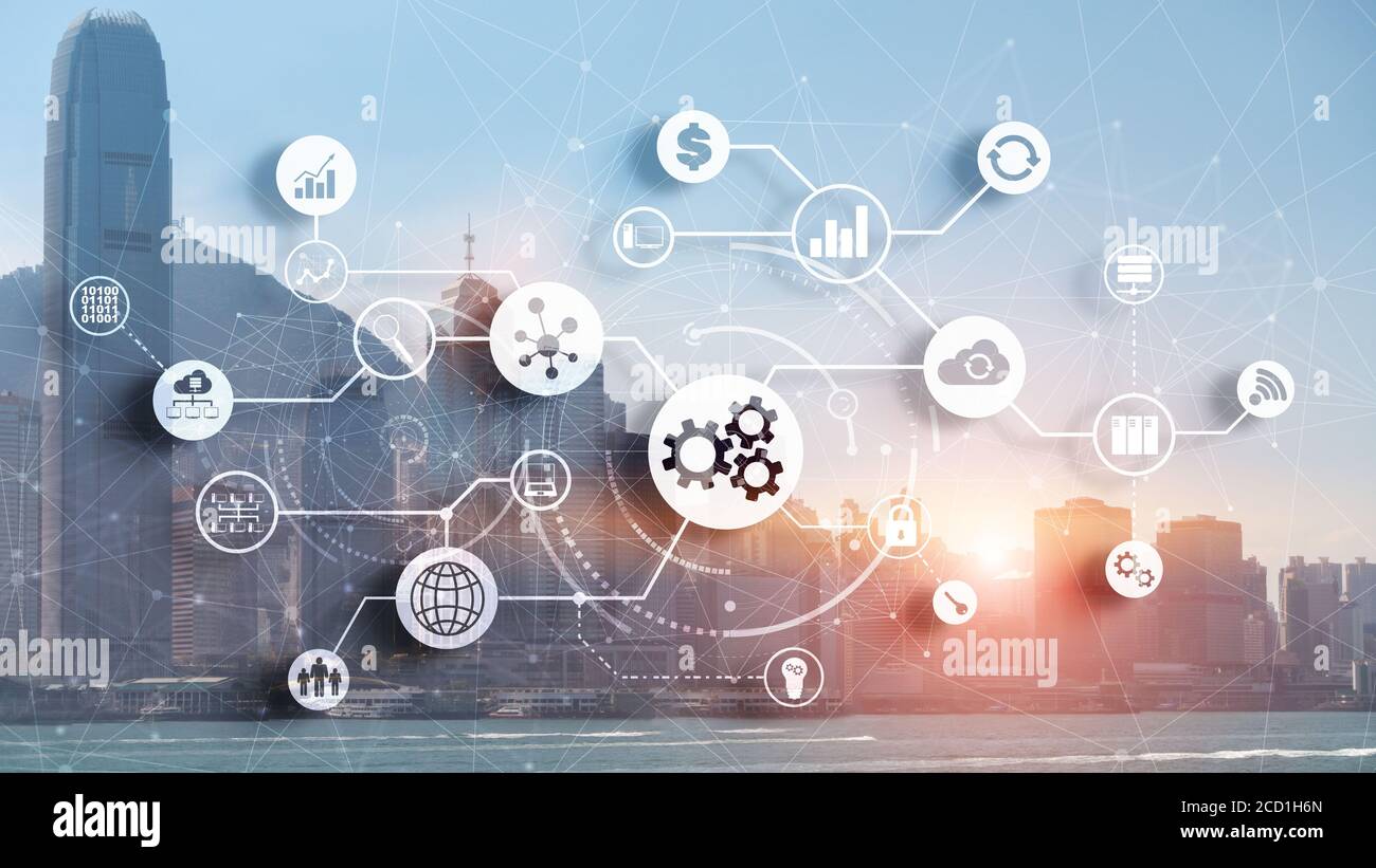 Fintech, Financial Technology and Business concept on modern city ...