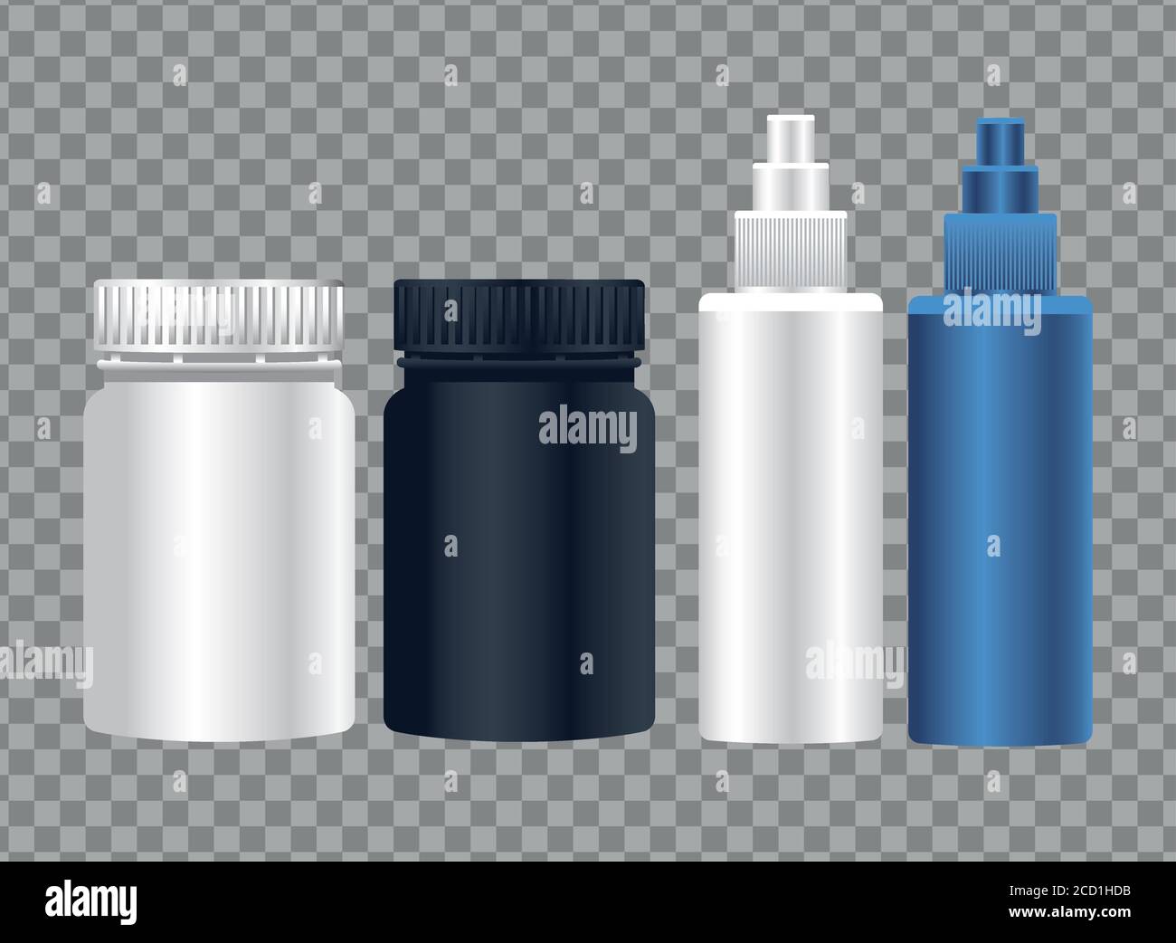 pots products and splash bottles branding isolated icons vector ...