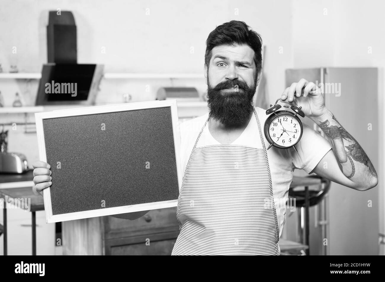 Time to eat. Dinner time. Hipster cook. Interval fasting diet ...