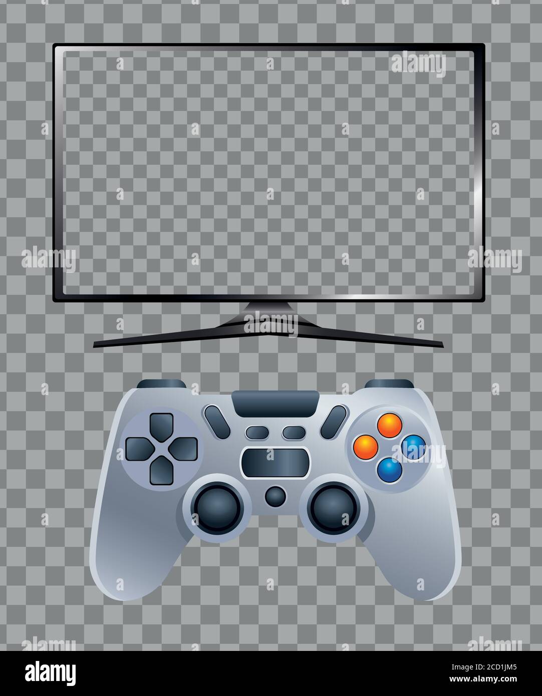 computer monitor display with video game control vector illustration ...