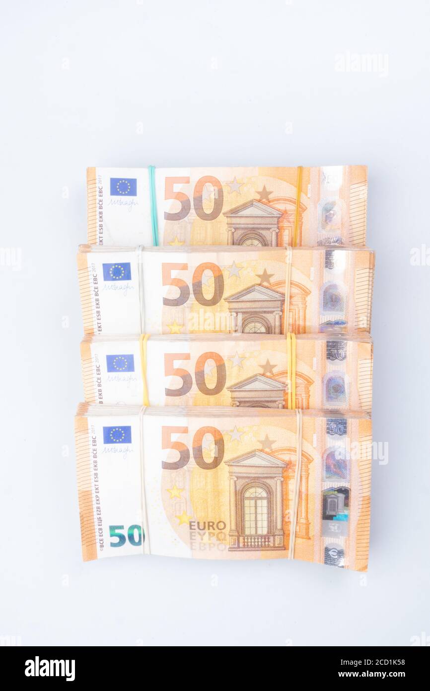 stack of euros banknotes, Money big wad packs. Payment, crisis ...