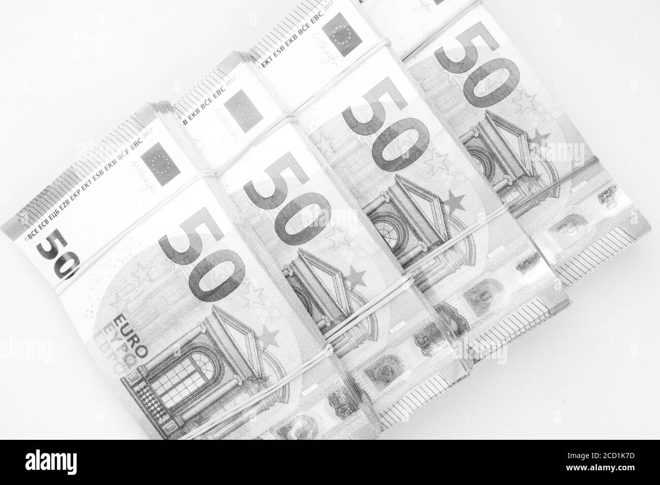 stack of euros banknotes, Money big wad packs on white background, copy ...