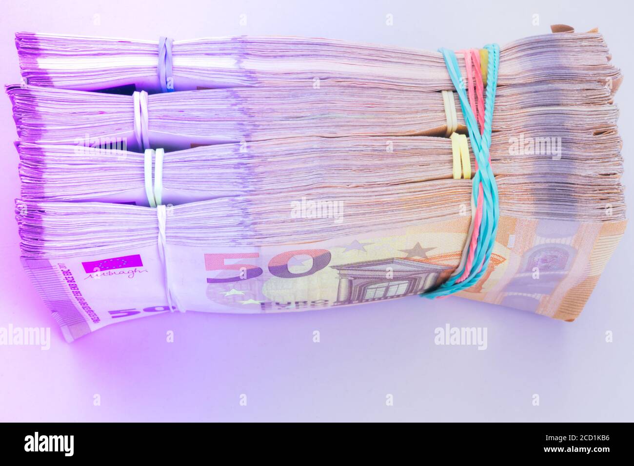 stack of euros banknotes, Money big wad packs on white background, copy ...