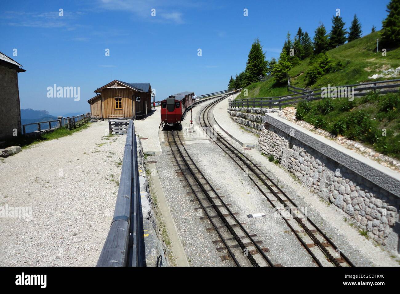 Steam locomotive of a vintage cogwheel railway going to Schafberg Stock ...