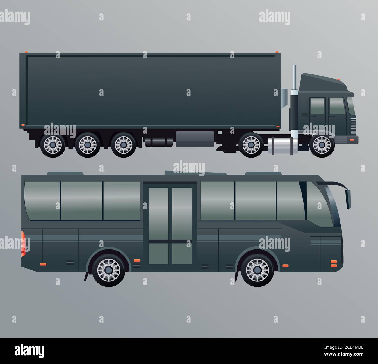 black truck and bus public transport vehicles vector illustration ...