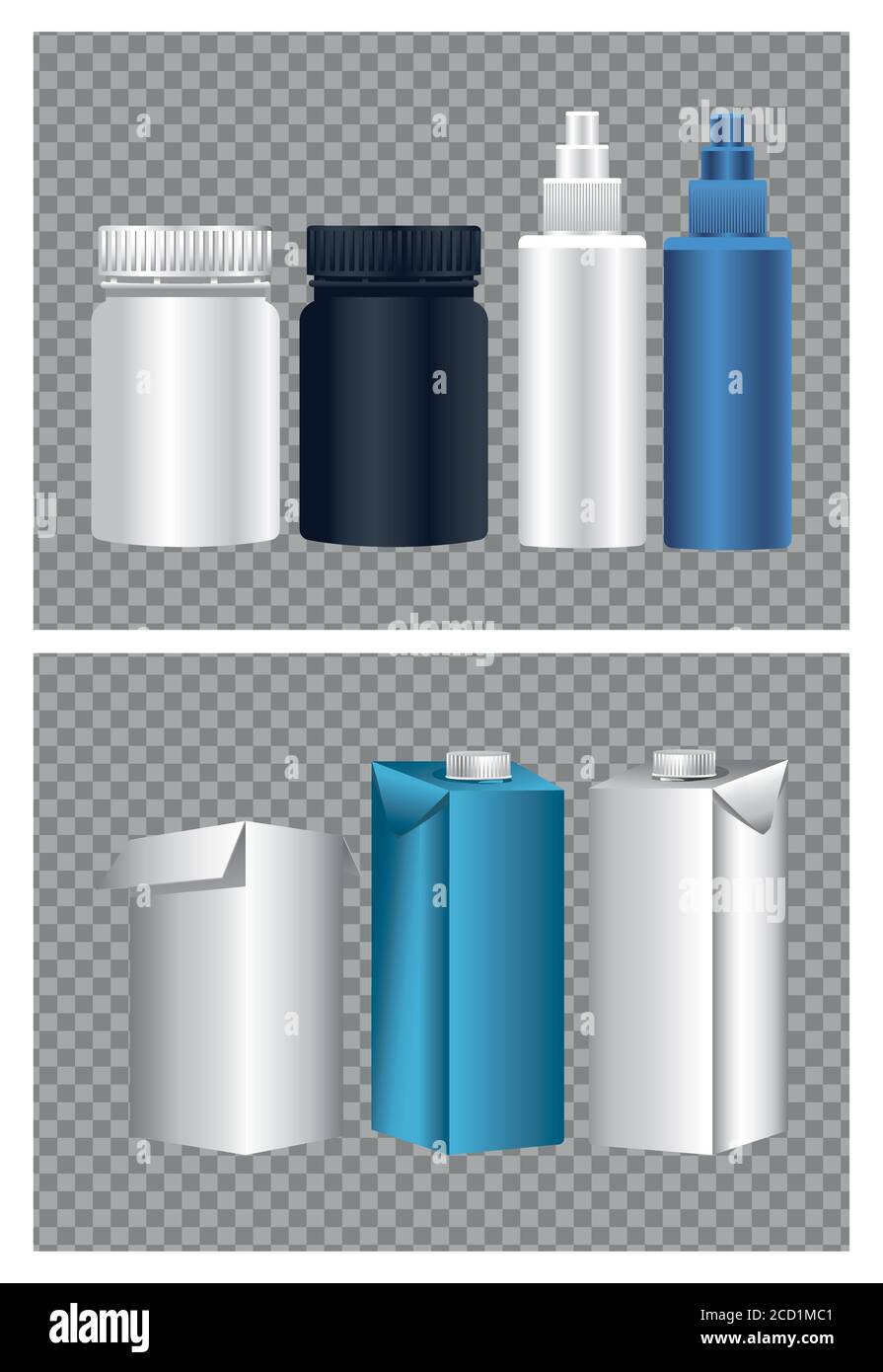 boxes carton and bottles packings products branding icons vector ...