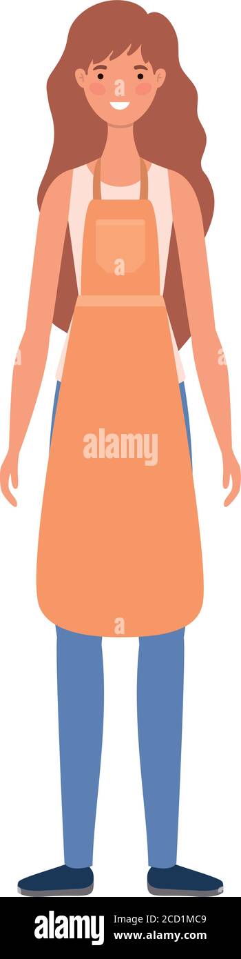 saleswoman cartoon with apron design of Shopping commerce and market ...