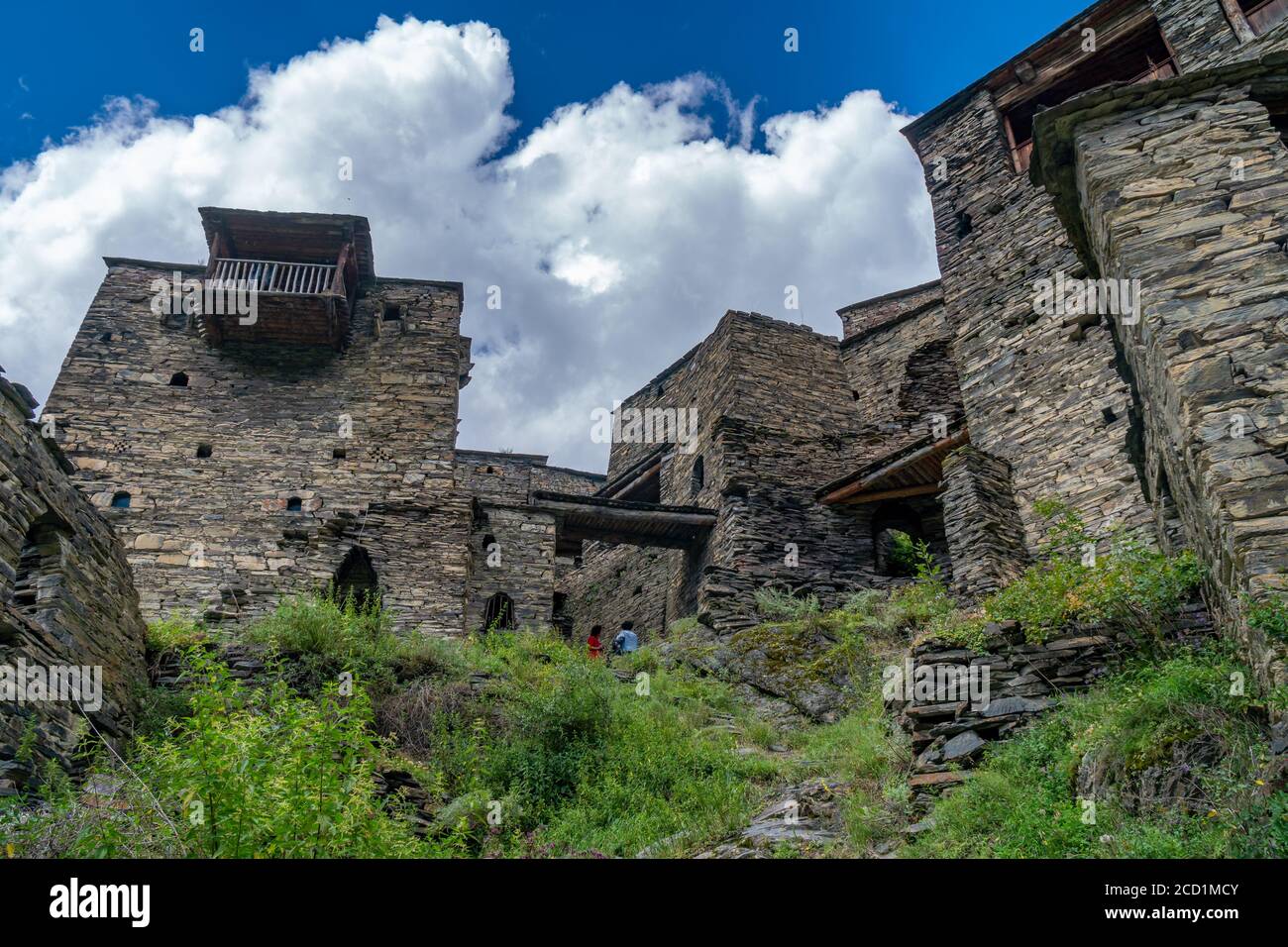 Old Fortress in mountain village Shatili, ruins of medieval castle ...