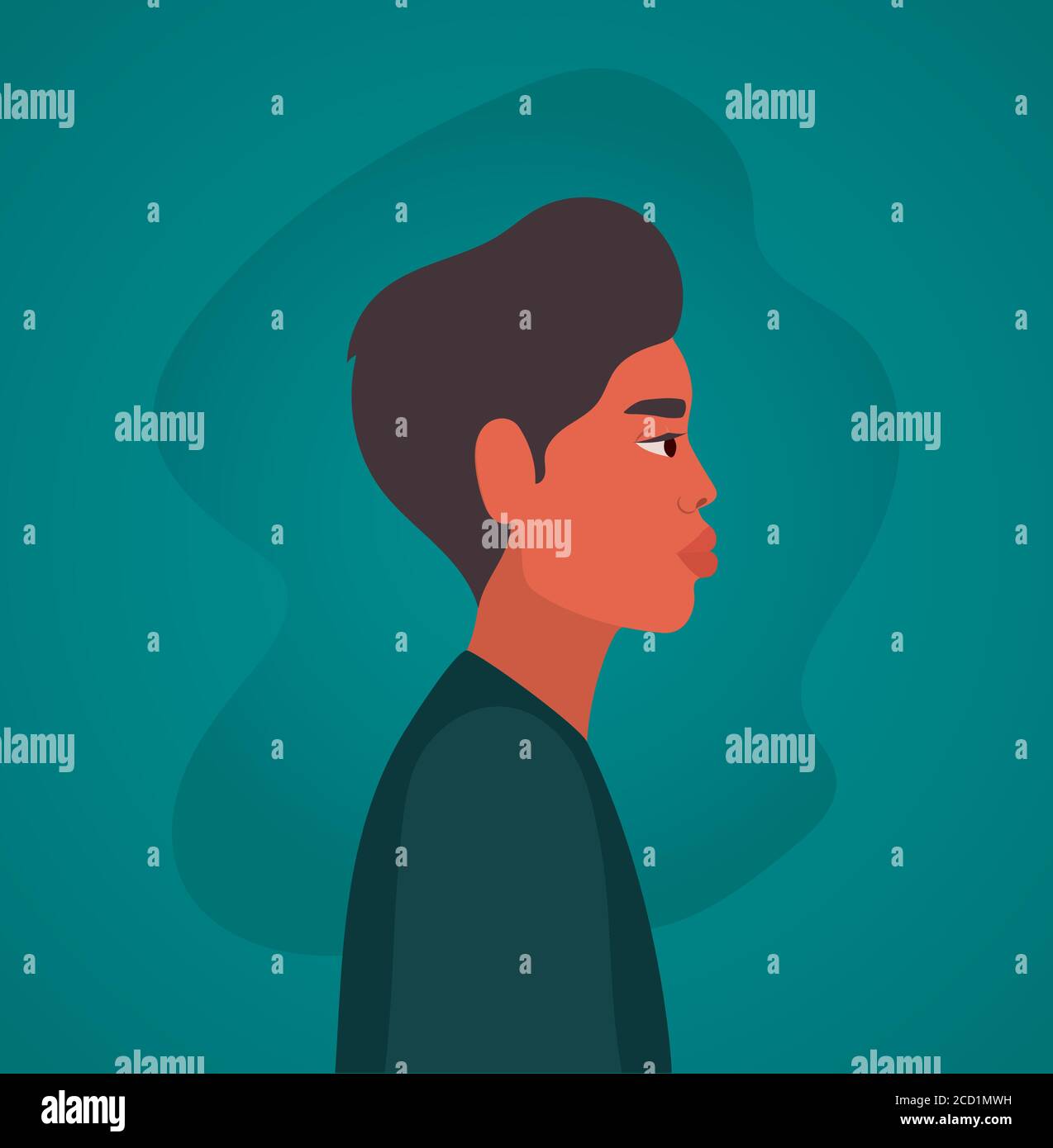 man cartoon in side view on green background design, Boy male person ...