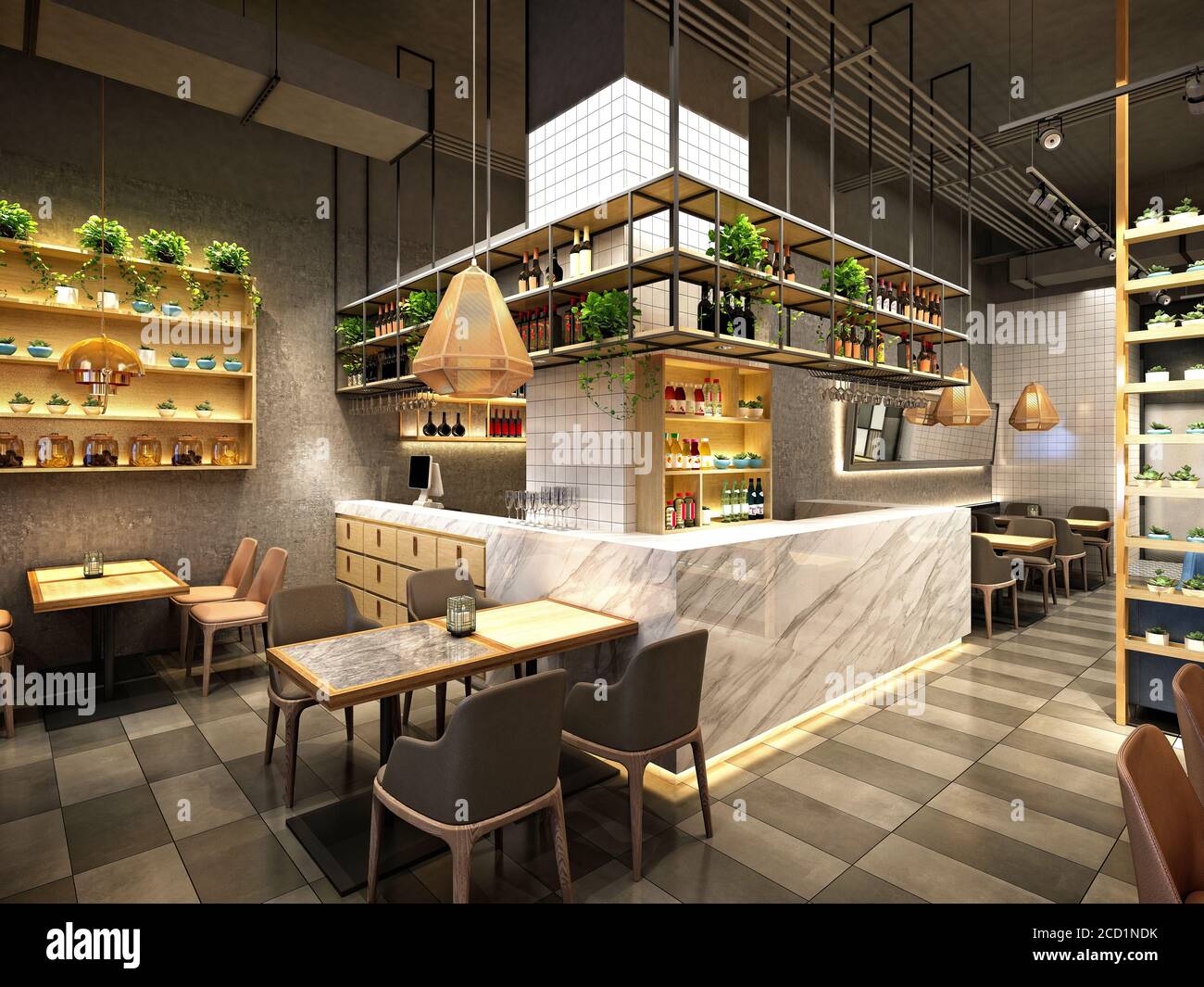 3d render of cafe restaurant Stock Photo - Alamy